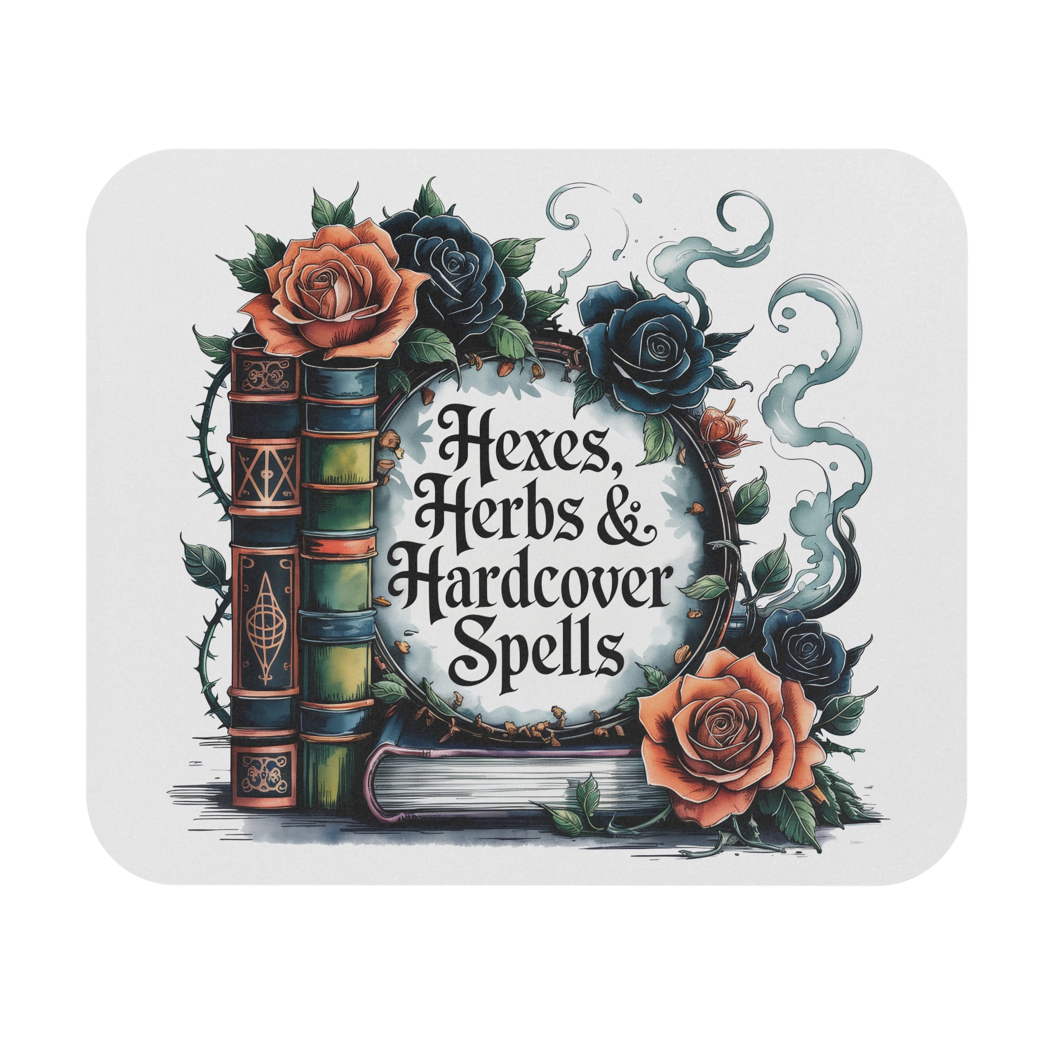 Hexes, Herbs & Hardcover Spells Mouse Pad – Dragons Treasures